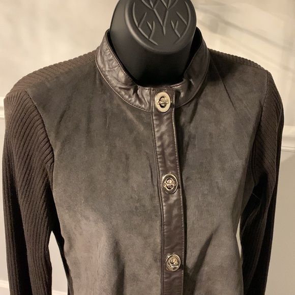 Vintage | Jackets & Coats | Vintage Gray Brown Suedesweater Jacket Size ...